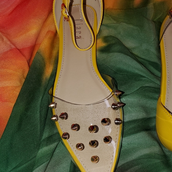 Tiara | Shoes | Tiara Mustard Yellow Clear Toe Spike Design Shoe | Poshmark